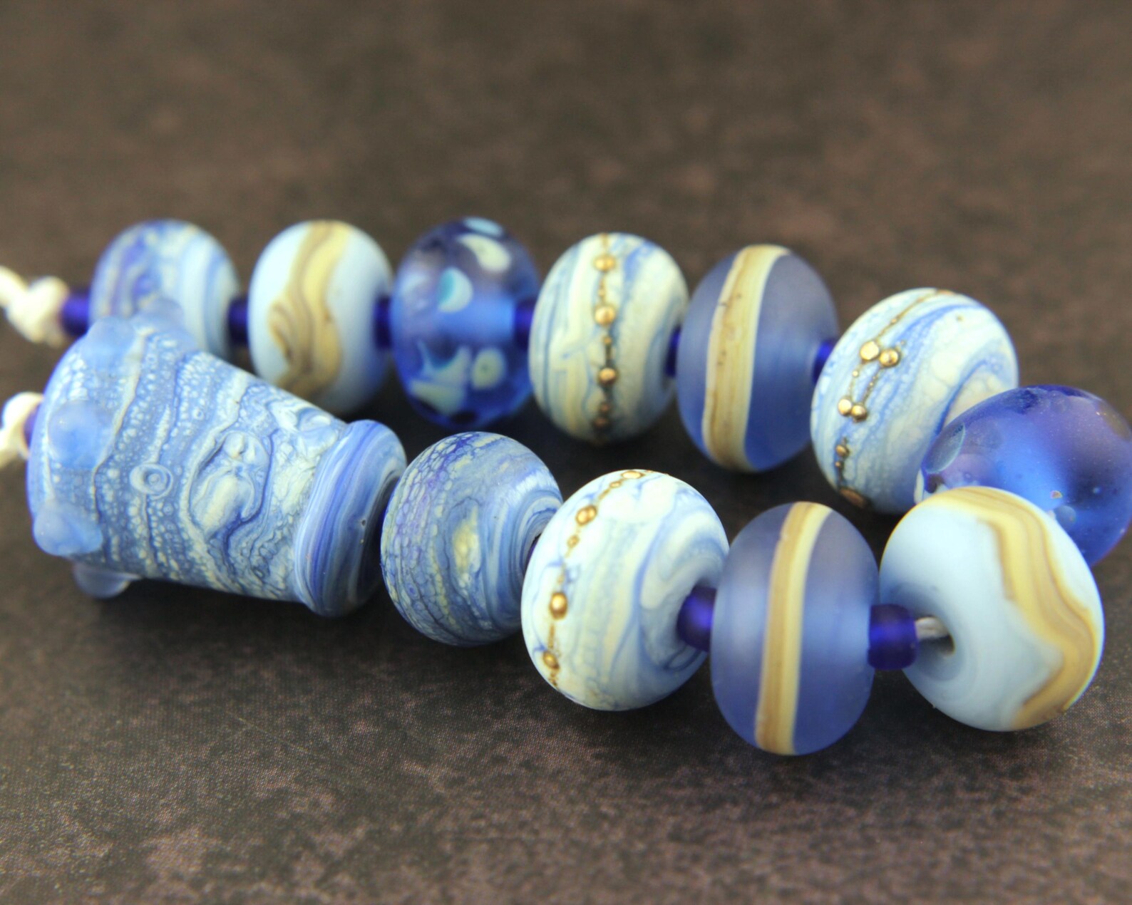 Glass Beads, Lampwork Bead Set, Matte Blue - Etsy