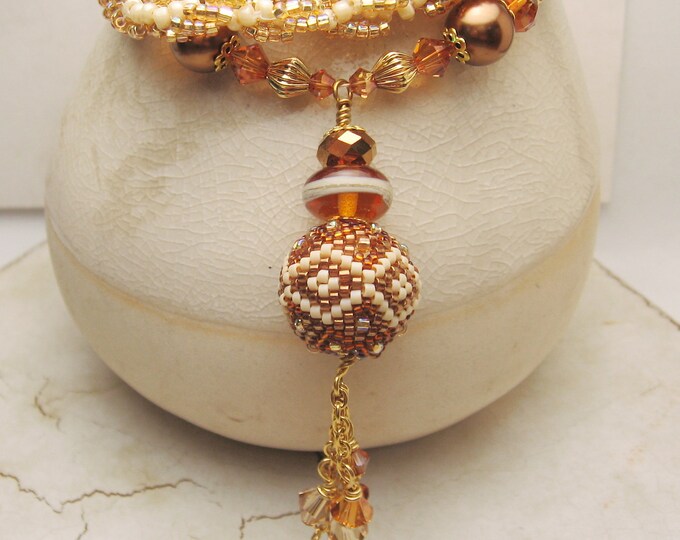 Beadwork Necklace Beaded Bead Focal Spiral Peyote Rope Long - Etsy