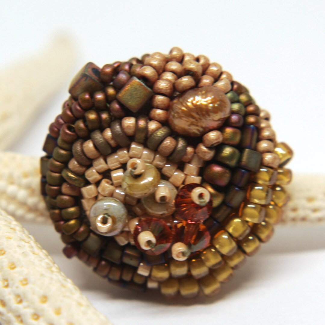 Beaded Button, Bead Embroidery, Seed Beads, With Shank - Etsy