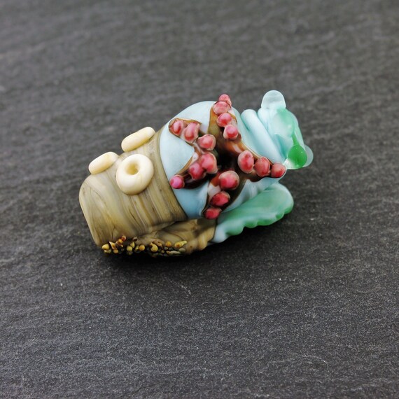 Lampwork Glass Focal Shell Bead Etched Matte Ocean Beach | Etsy