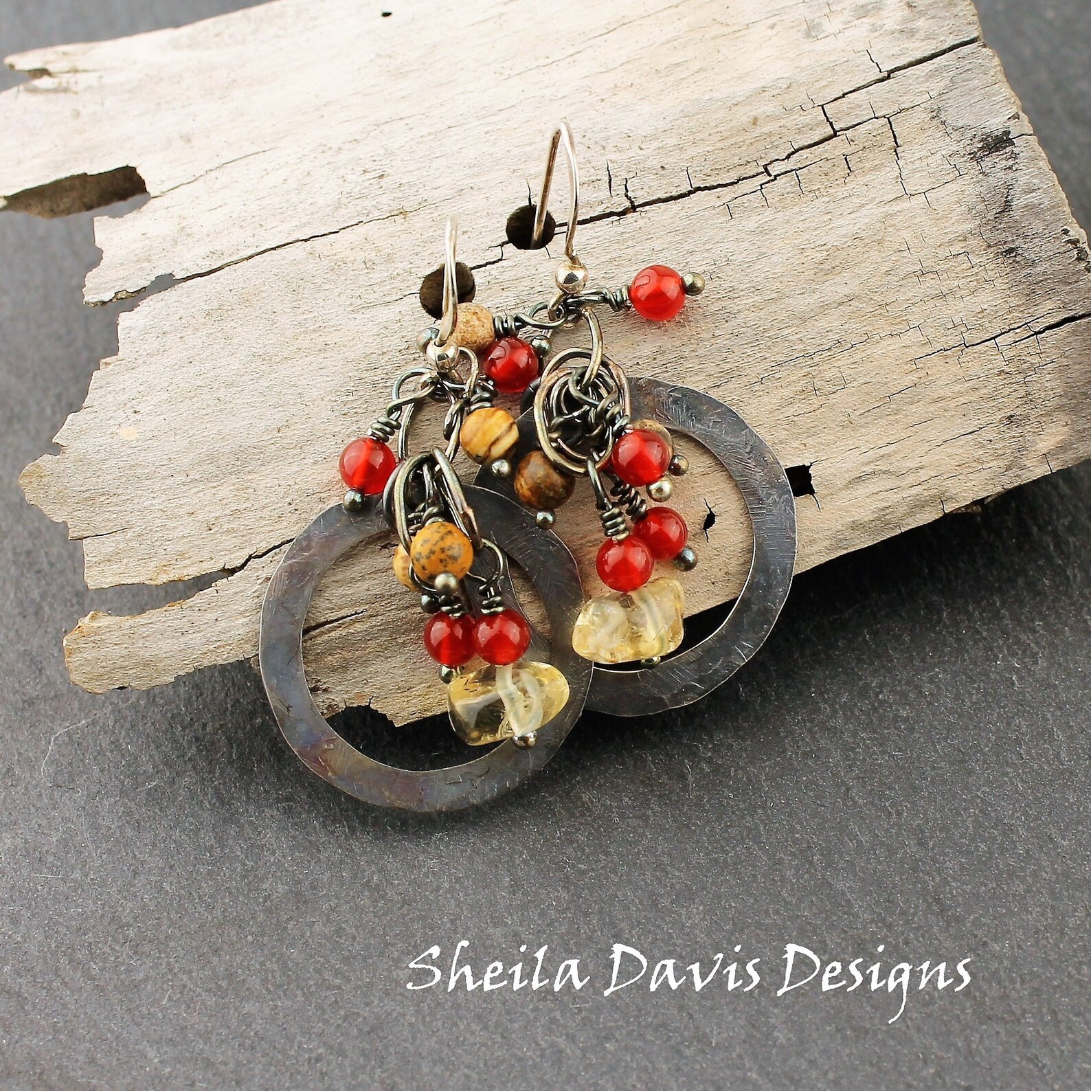 Sterling Silver Earrings Fall Gemstones Oxidized Autumn - Etsy