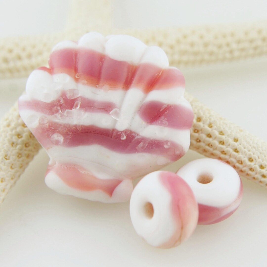 Lampwork Glass Shell Focal Bead, Seashell Scallop - Etsy