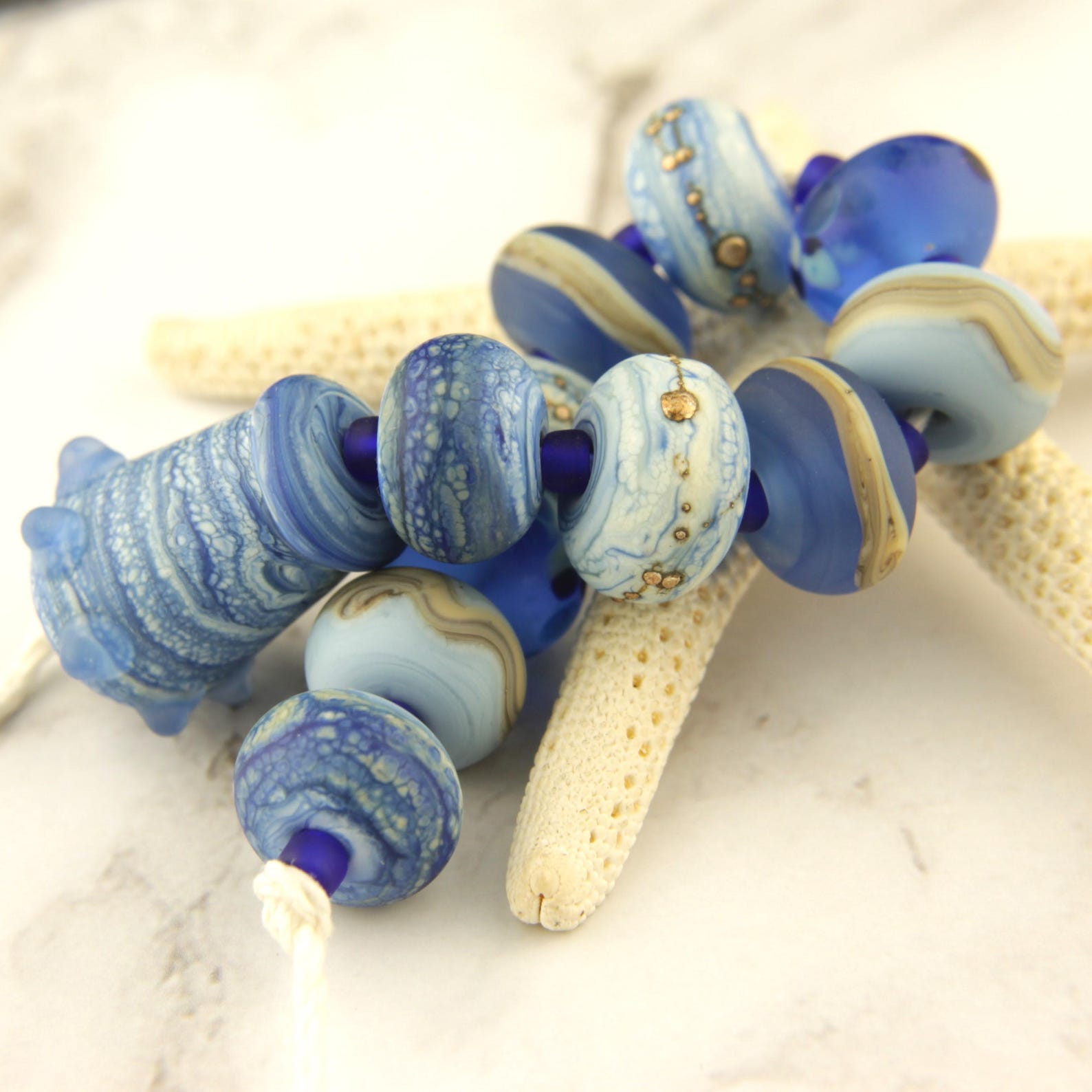 Glass Beads, Lampwork Bead Set, Matte Blue - Etsy