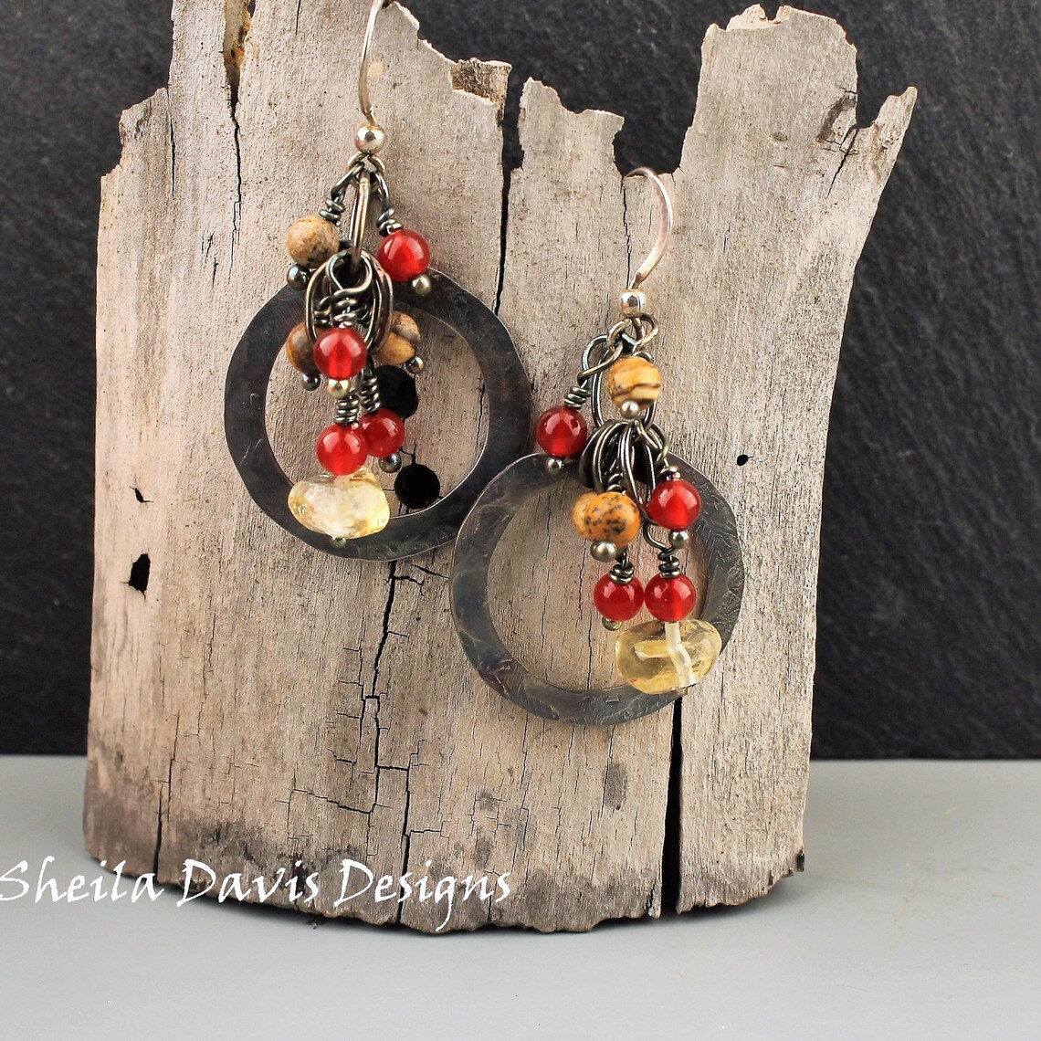 Sterling Silver Earrings Fall Gemstones Oxidized Autumn - Etsy