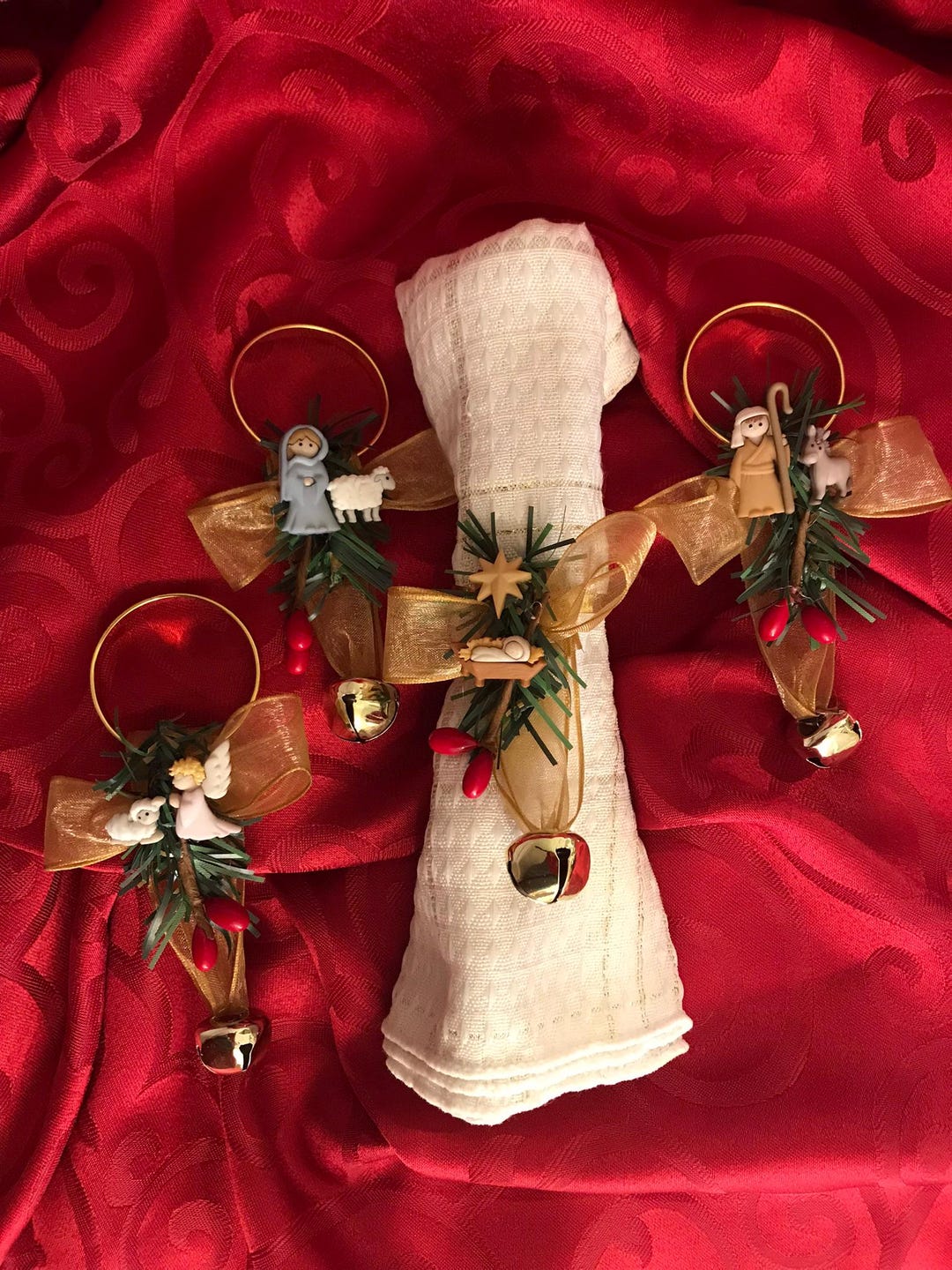 Nativity Table Decor, Advent Christmas Epiphany Gold Napkin Rings W ...