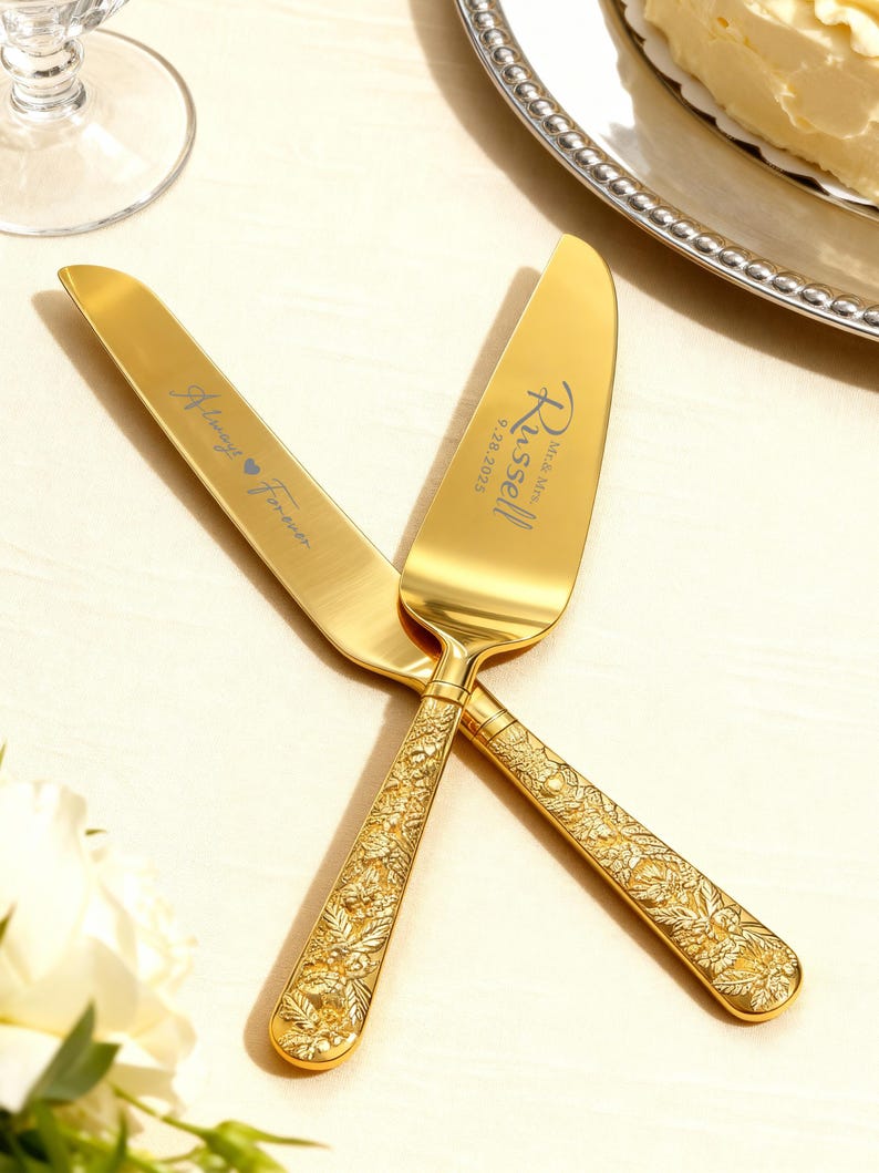 Personalized Wedding Cake Cutting Set - Engraved Knife & Server for ...