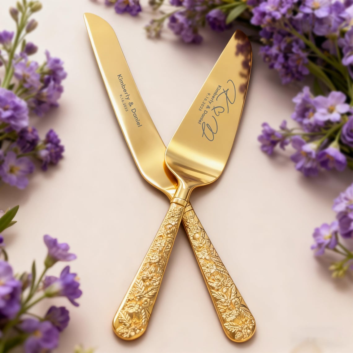 Personalized Wedding Cake Cutting Set - Engraved Knife & Server for ...