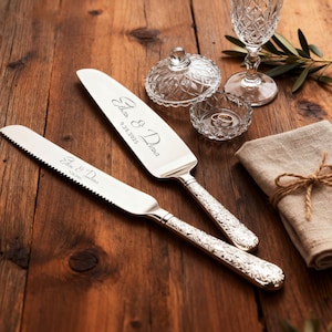 Personalized Wedding Cake Cutting Set - Engraved Knife & Server for ...