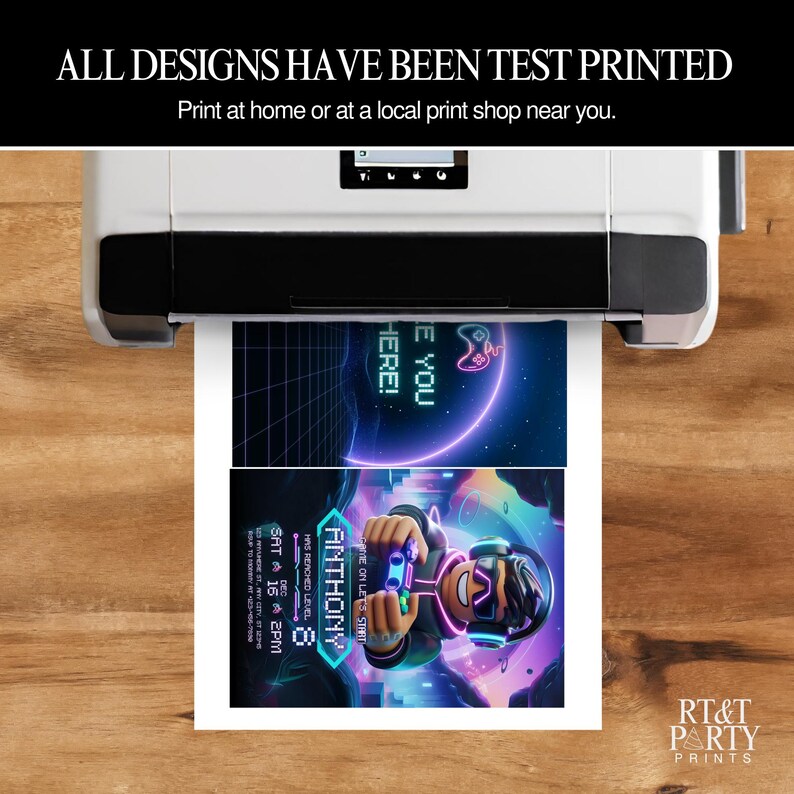 Cyberpunk Roblox Gaming Boy Birthday Digital Invitation 8th Bday Neon ...