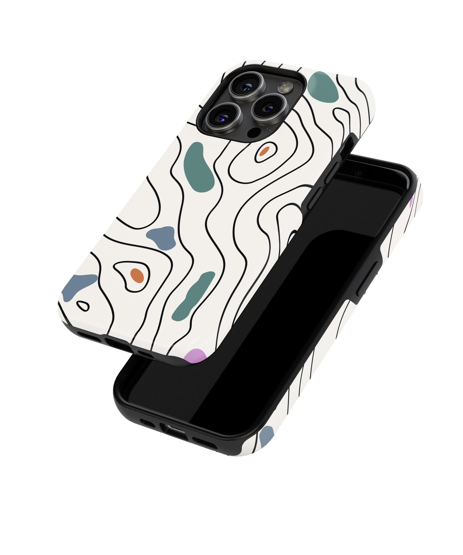 Topographic Phone Case, Minimalist Map Line Design, White Black Green ...