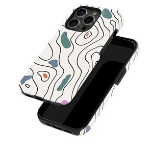 Topographic Phone Case, Minimalist Map Line Design, White Black Green ...