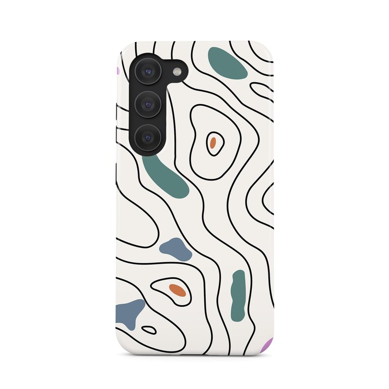 Topographic Phone Case, Minimalist Map Line Design, White Black Green ...