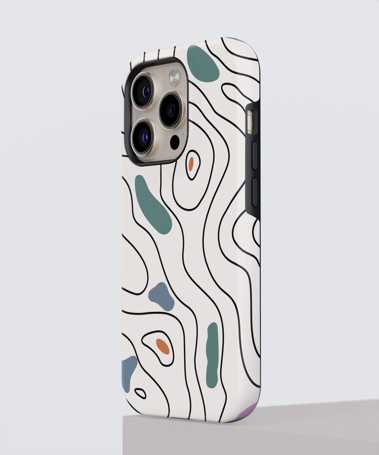 Topographic Phone Case, Minimalist Map Line Design, White Black Green ...