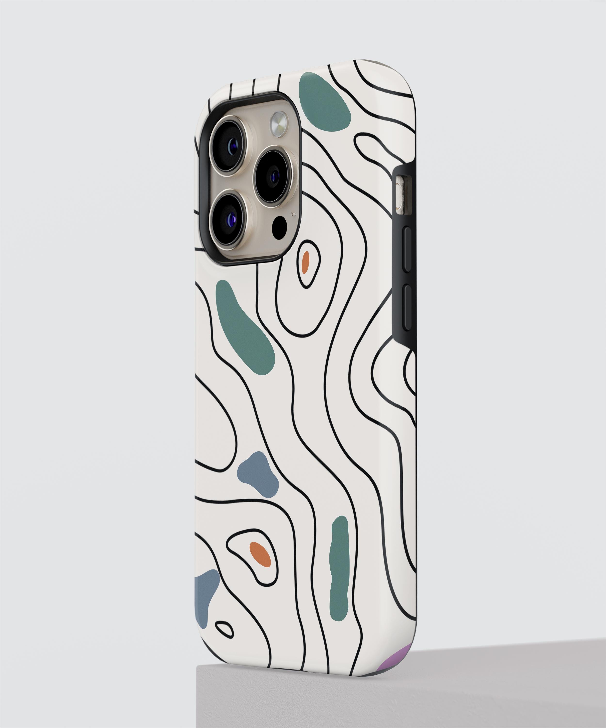 Topographic Phone Case, Minimalist Map Line Design, White Black Green ...