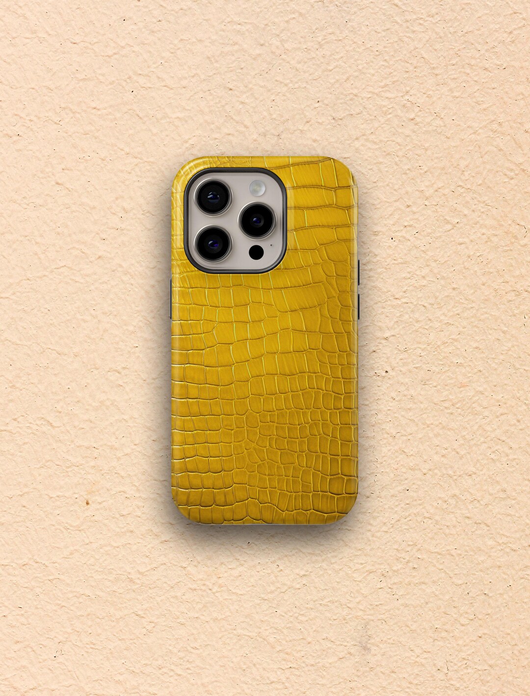 Yellow Crocodile Faux Leather Phone Case - Luxury Textured Cover for ...