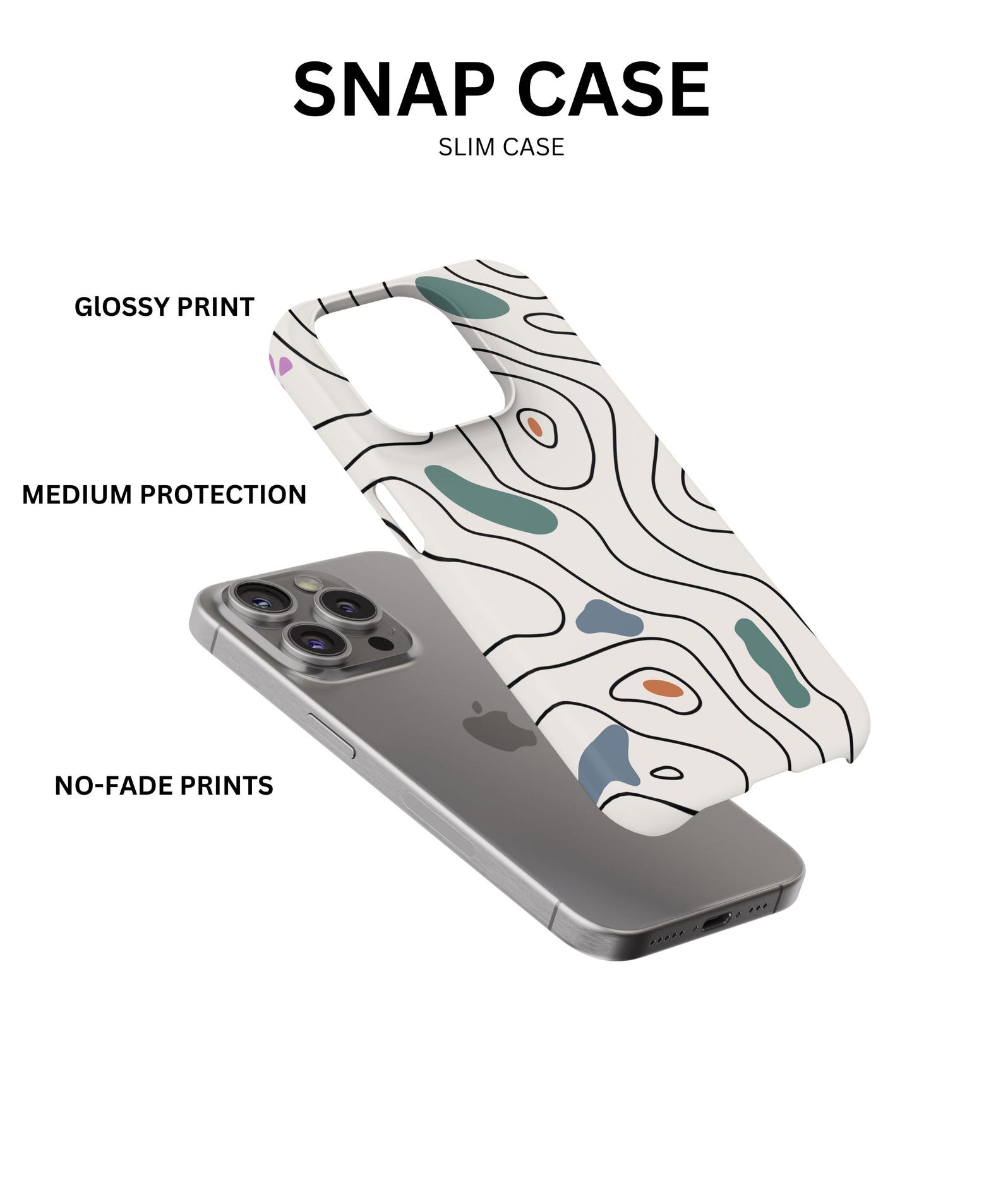 Topographic Phone Case, Minimalist Map Line Design, White Black Green ...