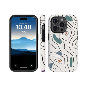 Topographic Phone Case, Minimalist Map Line Design, White Black Green ...