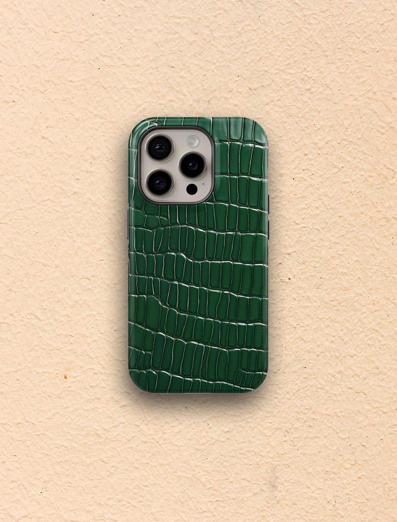 Dark Green Crocodile Texture Phone Case: Embossed Leather Look - Etsy