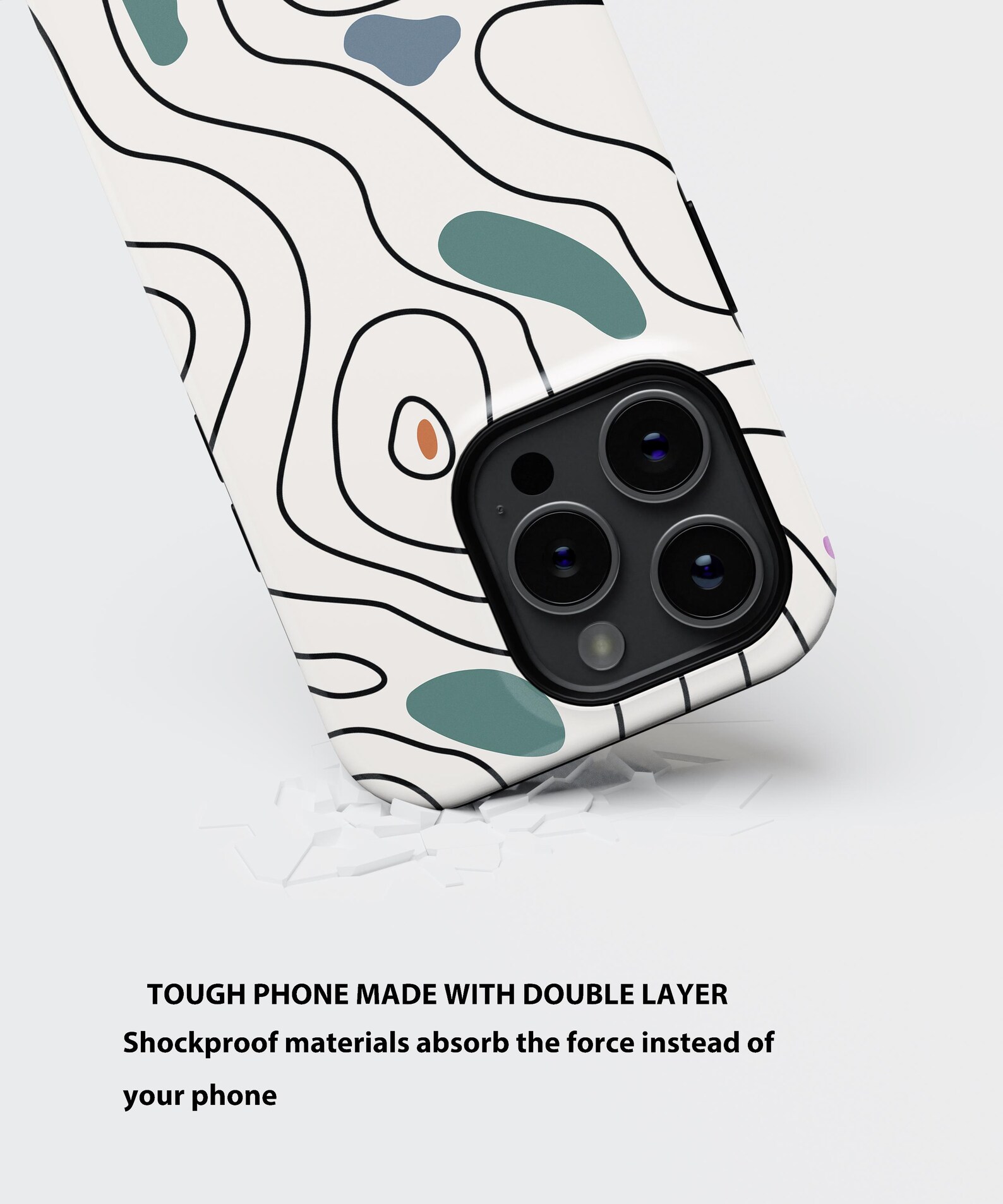 Topographic Phone Case, Minimalist Map Line Design, White Black Green ...