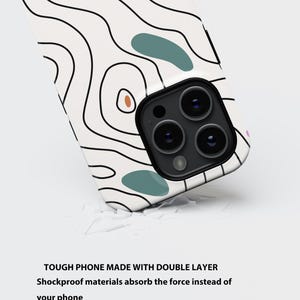 Topographic Phone Case, Minimalist Map Line Design, White Black Green ...