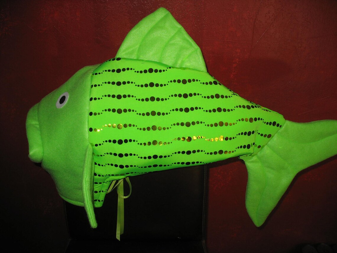 Lime Green With Gold Bubbles Fish Head Costume One Size Fits - Etsy