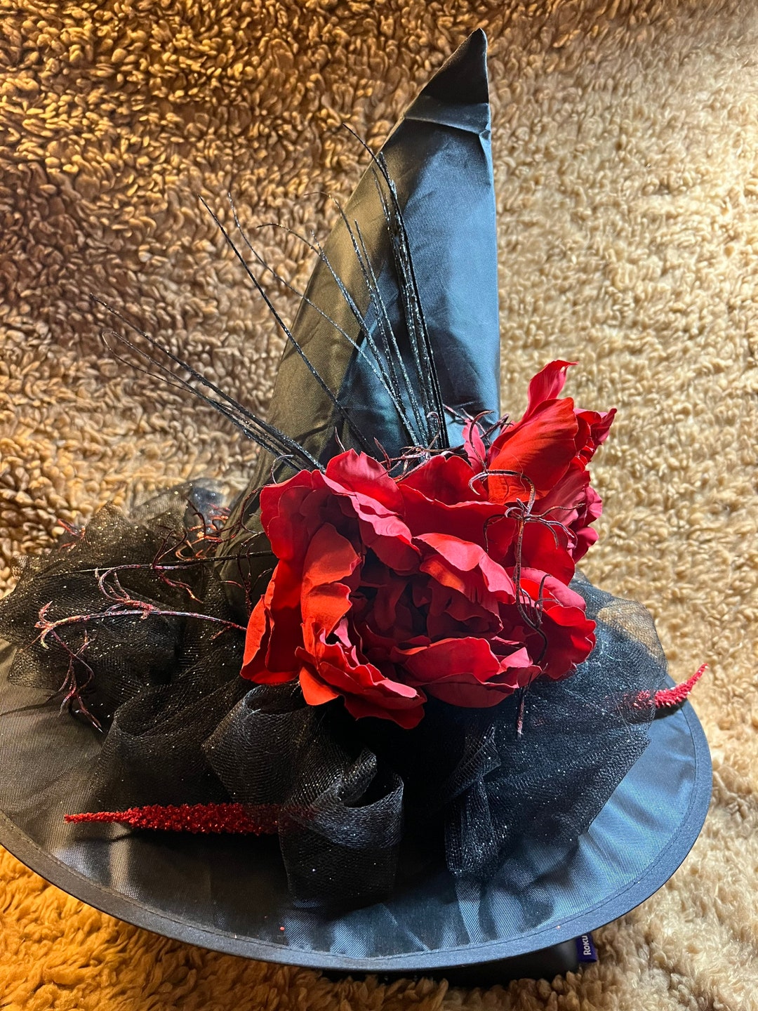 Red Flower Witch Hat - Etsy