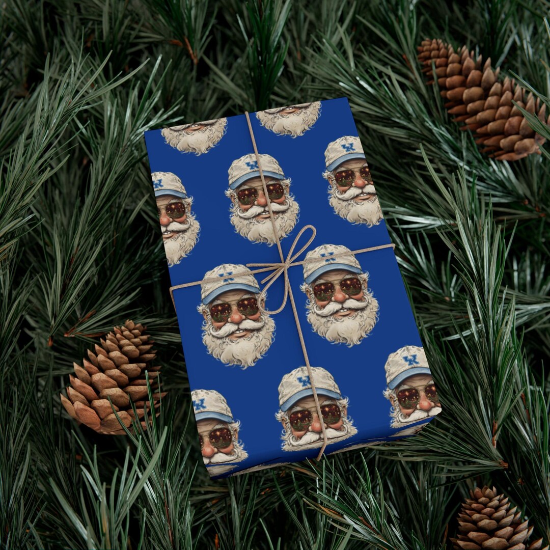 Gift Wrap Papers, Santa in University of Kentucky Hat, Holiday Gift ...