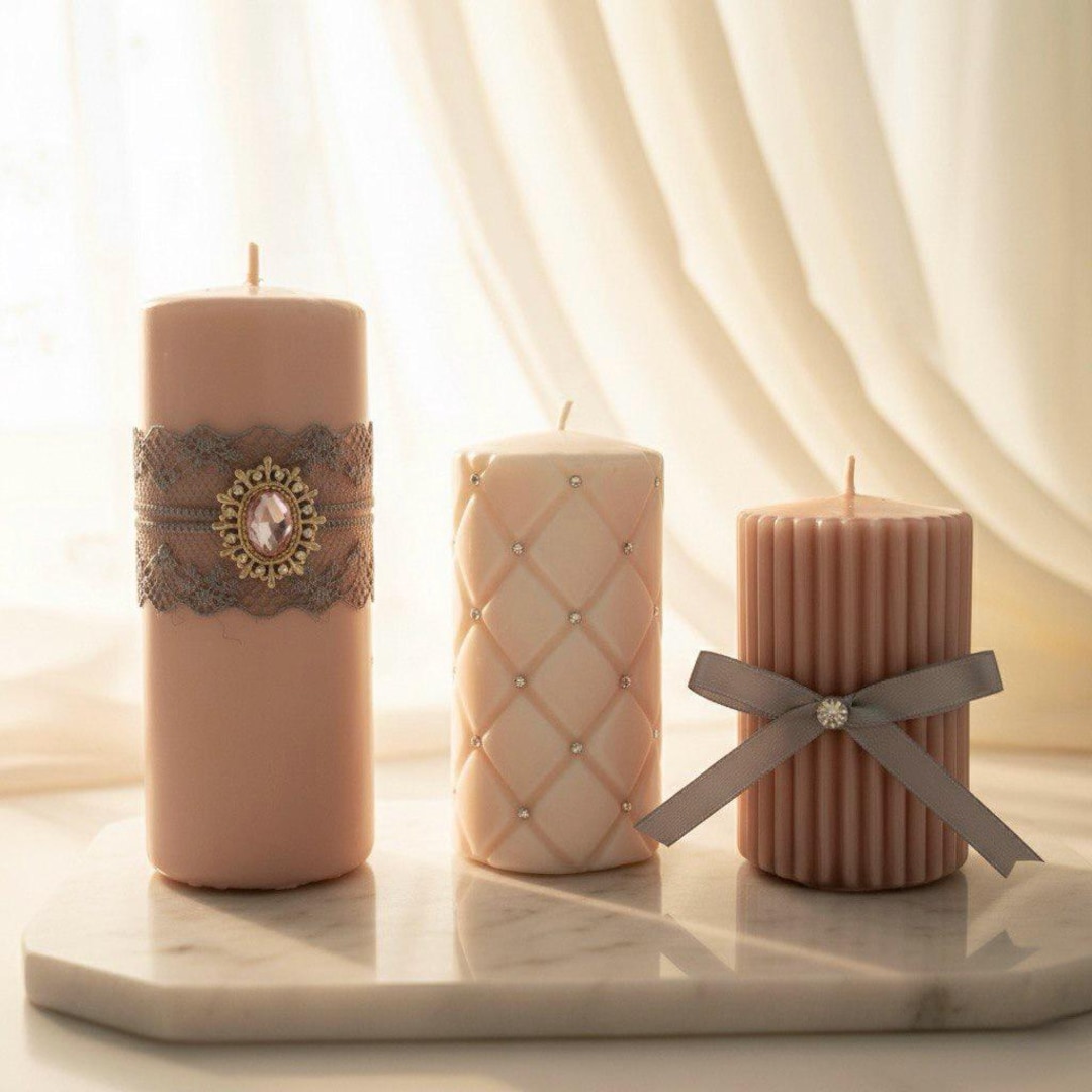Handcrafted Inlaid Candles, Elegant Decorative Candles, Glamorous Gift ...
