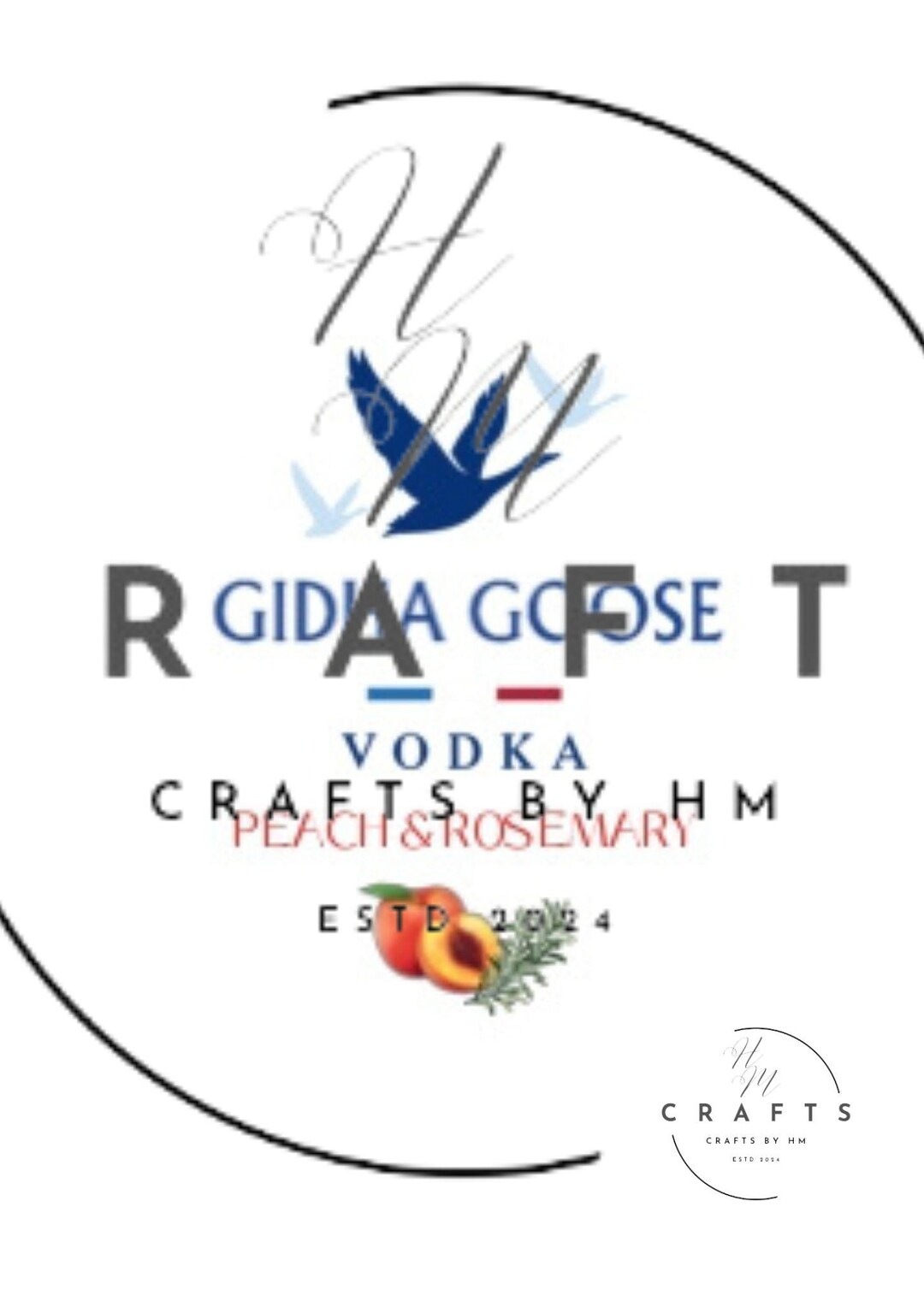 Personalised Grey Goose Vodka Peach and Rosemary Alcohol Bottle Sticker ...