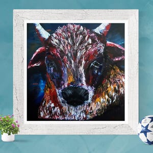 Original Texture Painting/el Diablo Bull/size 30"x30"x1.5" Stretched ...