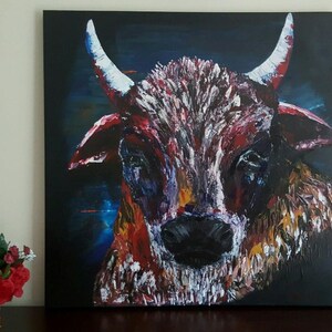 Original Texture Painting/el Diablo Bull/size 30"x30"x1.5" Stretched ...