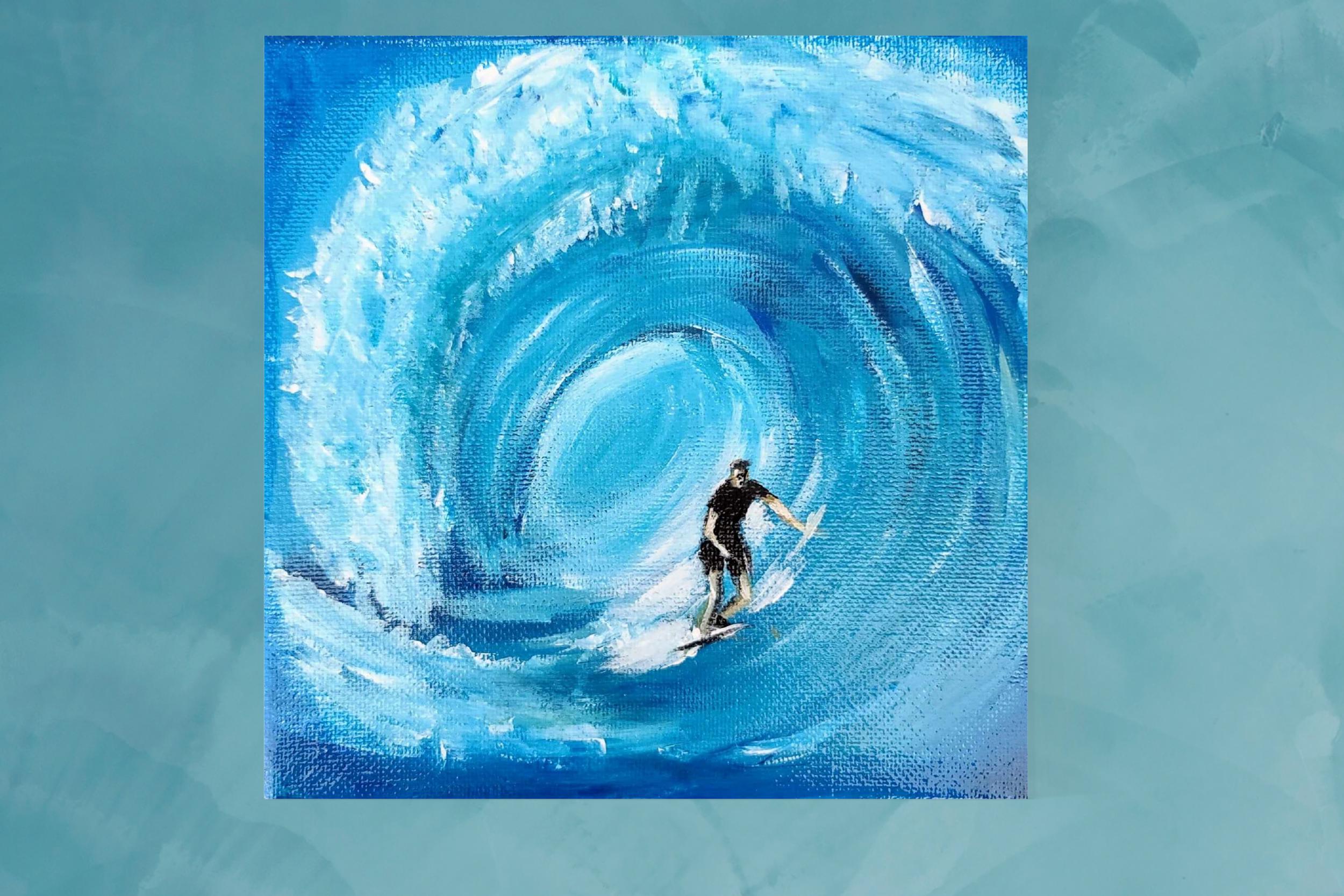 Surfer/colorful Original Miniature Painting/size 6x6 Inches on ...