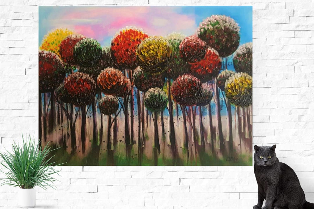 Original Textured Tree Painting on Canvas (48x30x1.5) - Etsy