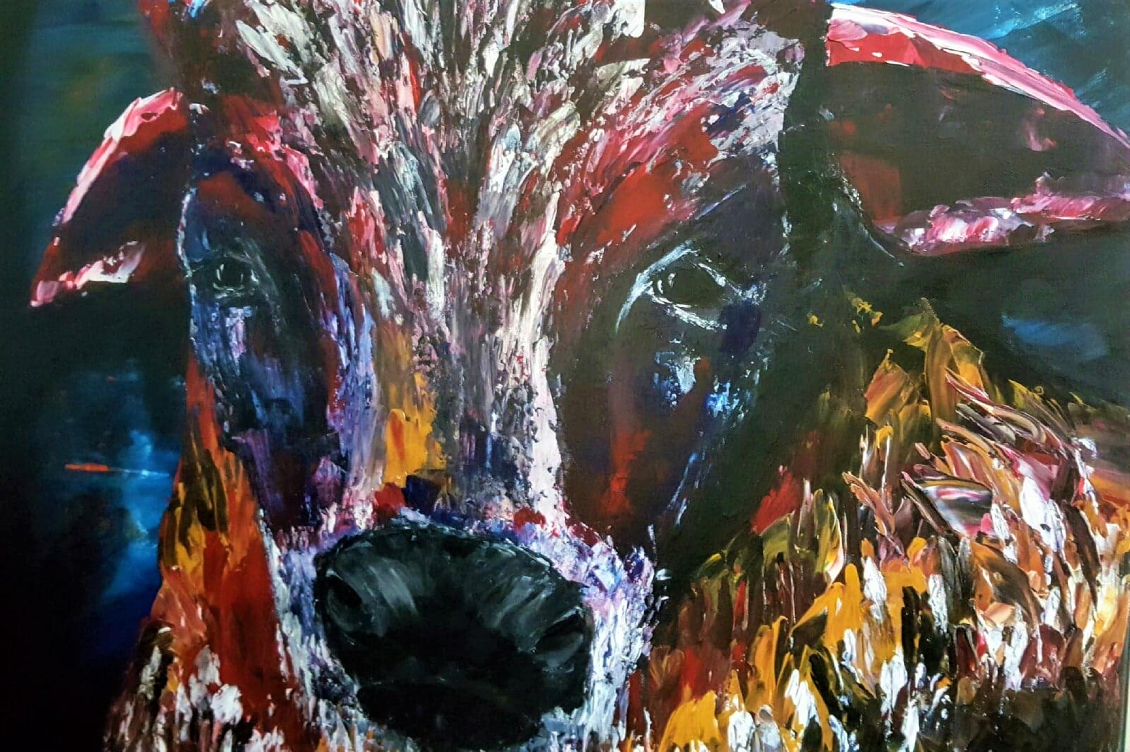 Original Texture Painting/el Diablo Bull/size 30x30x1.5 Stretched ...
