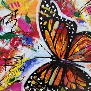 Original Painting/monarch Butterfly/size 30"x24"x1.5" Stretched Canvas ...