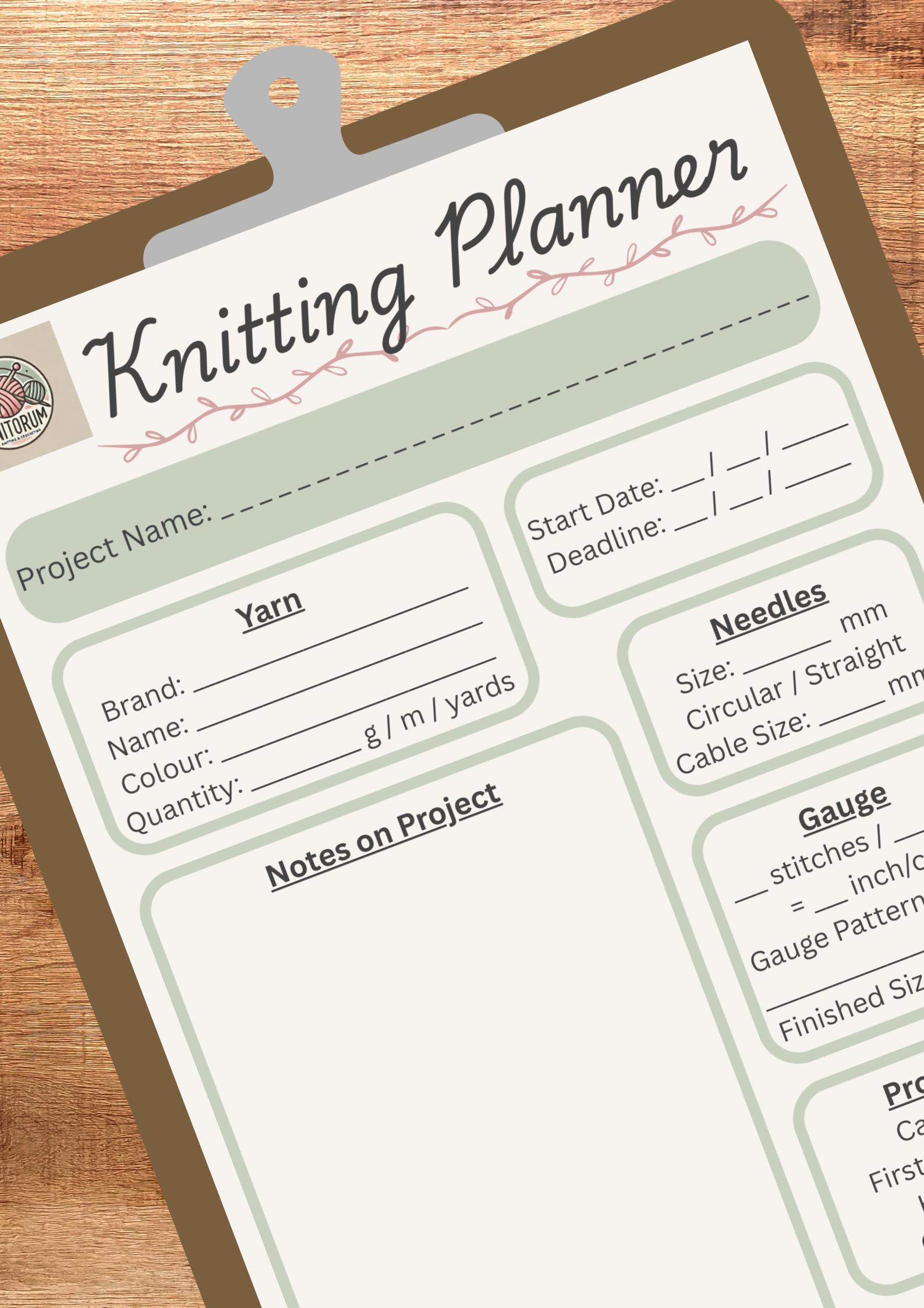 Printable Knitting Planner PDF - Etsy