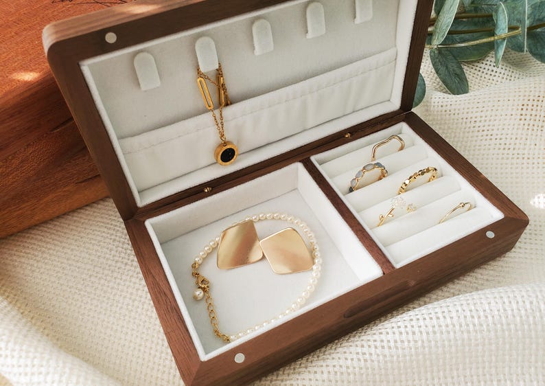 Personalised Wooden Jewelry Box With Custom Engraving , Custom Name ...