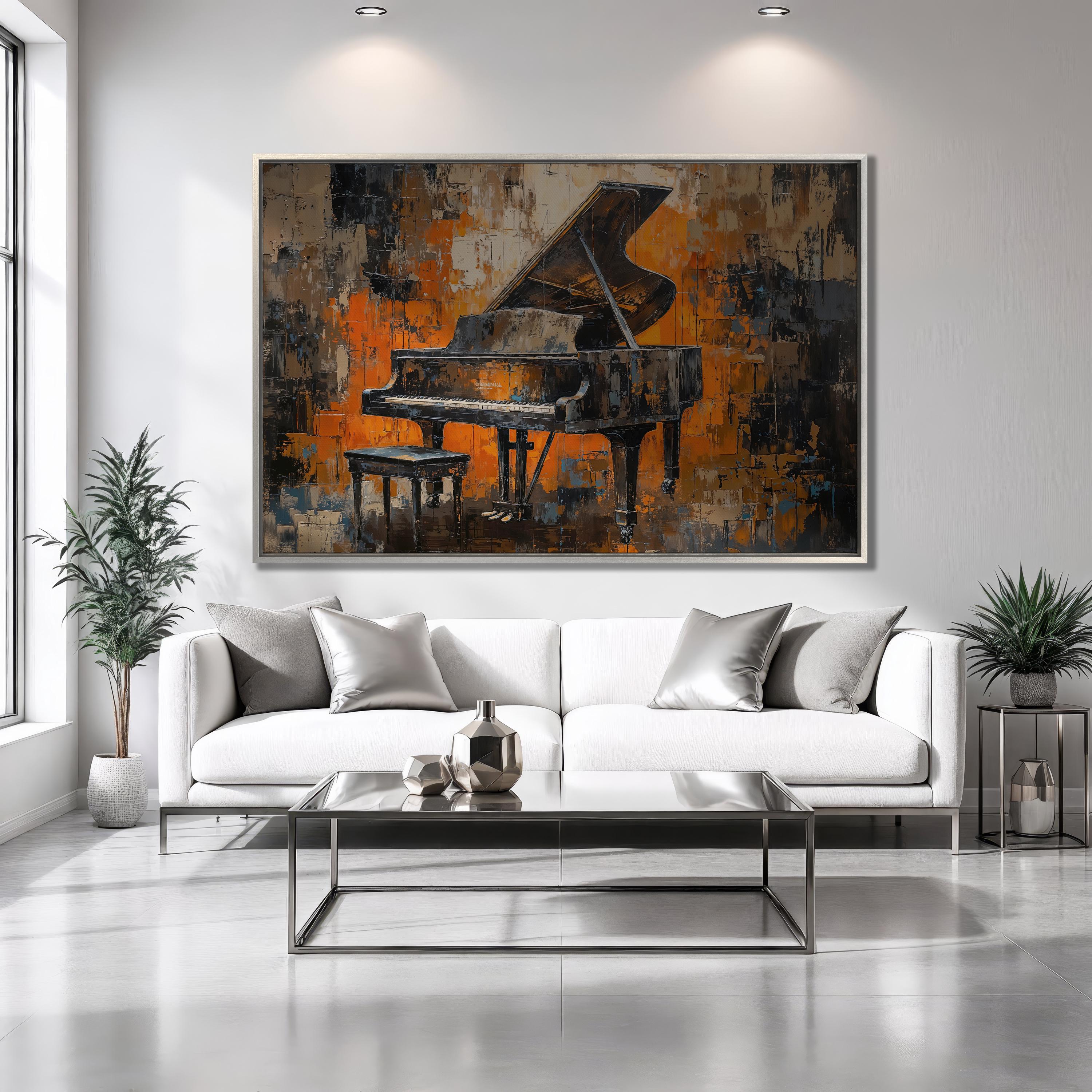 Grand Piano Framed Canvas Print Expressionism Luxury Canvas Art Music ...