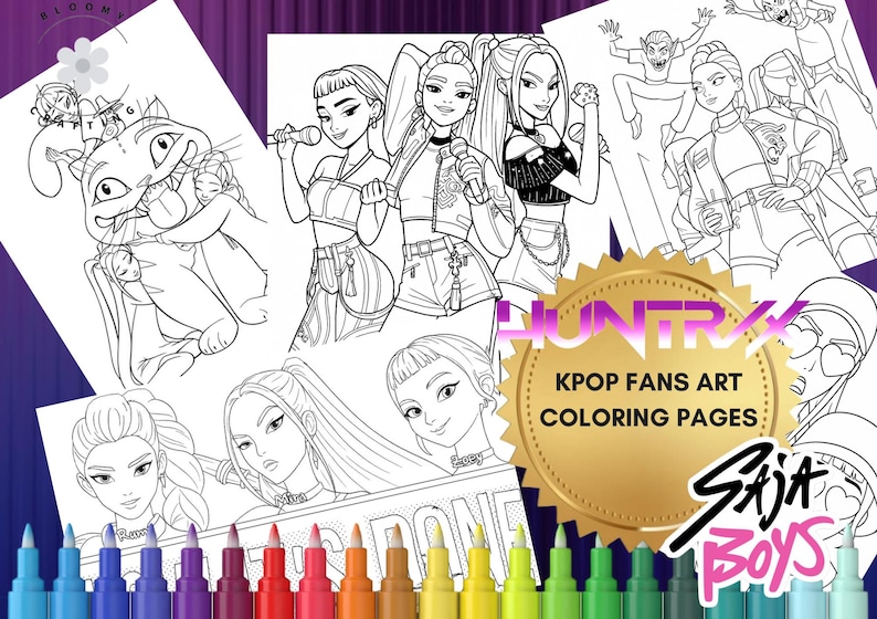 Kpop Demon Hunters Coloring Book – 50 Page Manga Fan Art (instant PDF ...