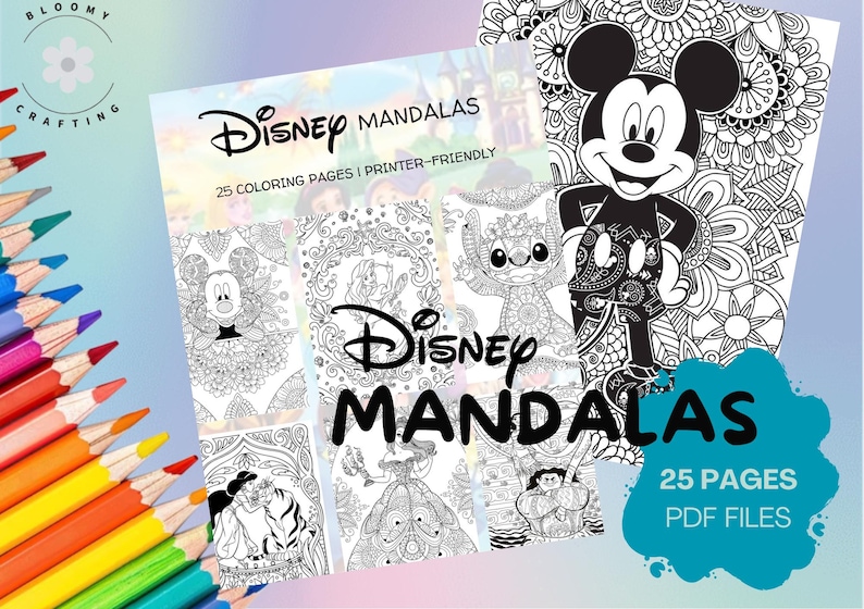 Disney Mandalas Coloring Pages - 25 Printable Designs (PDF Download) - Etsy