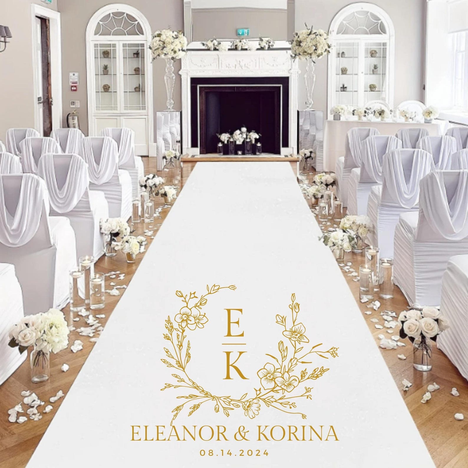 Initial Script Personalized Aisle Runner - Wedding Aisle Runner Plain ...