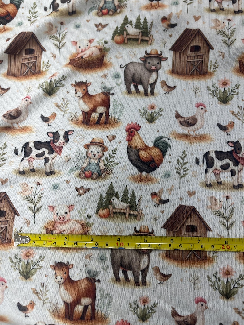 Farm Animals Fabric - Watercolor Farm - Baby Animals Barnyard ...