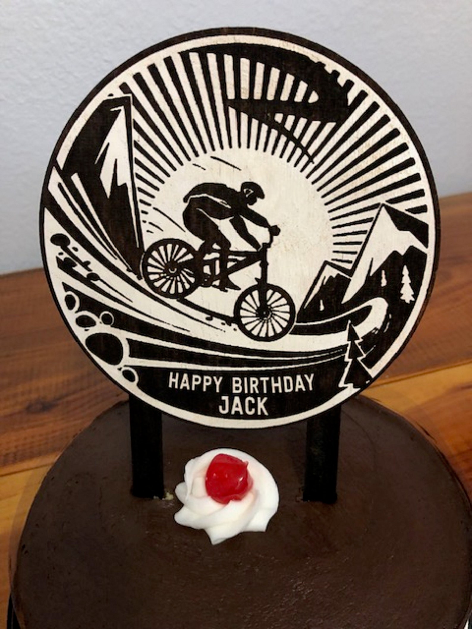Customizable Biker Cake Topper, Personalized Mountain Bike Cake Topper ...