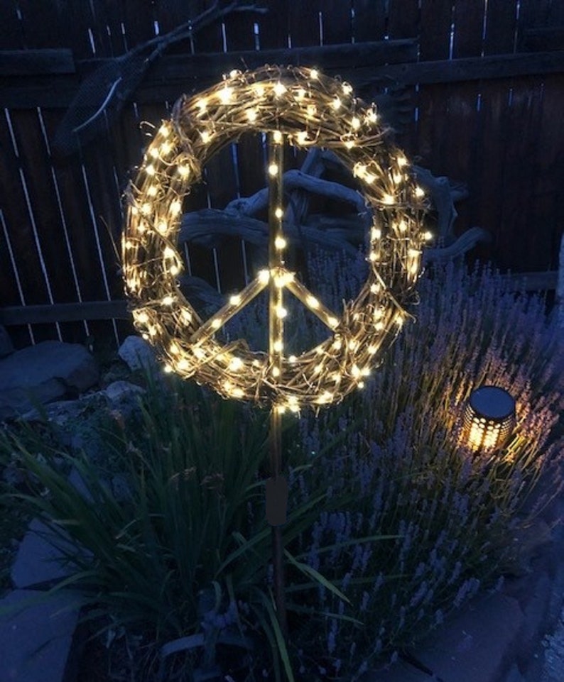 Peace Sign Garden Stake Lighted Peace Sign Garden Stake - Etsy