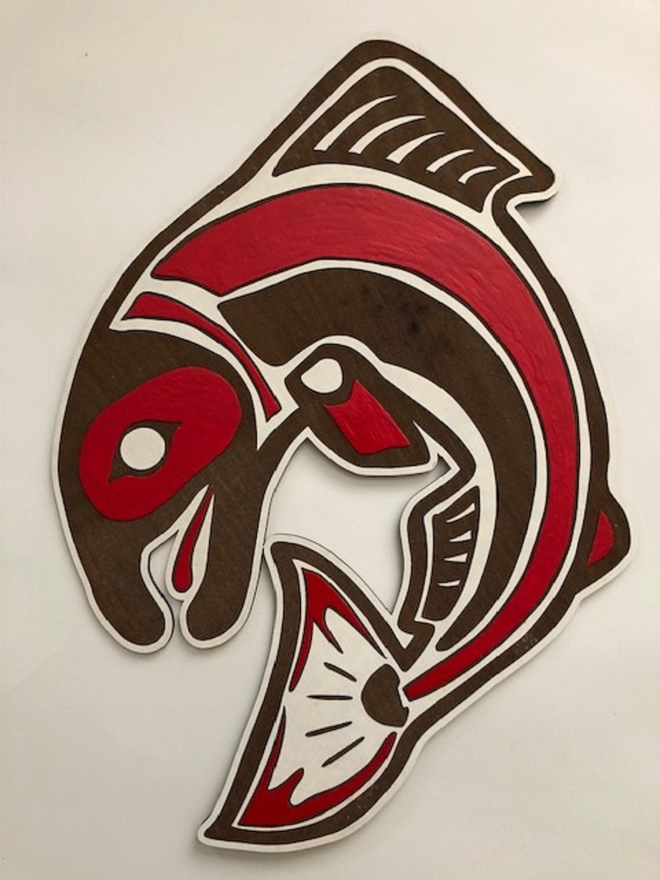 Salmon Wall Art, Salmon Art, Fish Art, Tribal Fish Art, Custom Wood ...