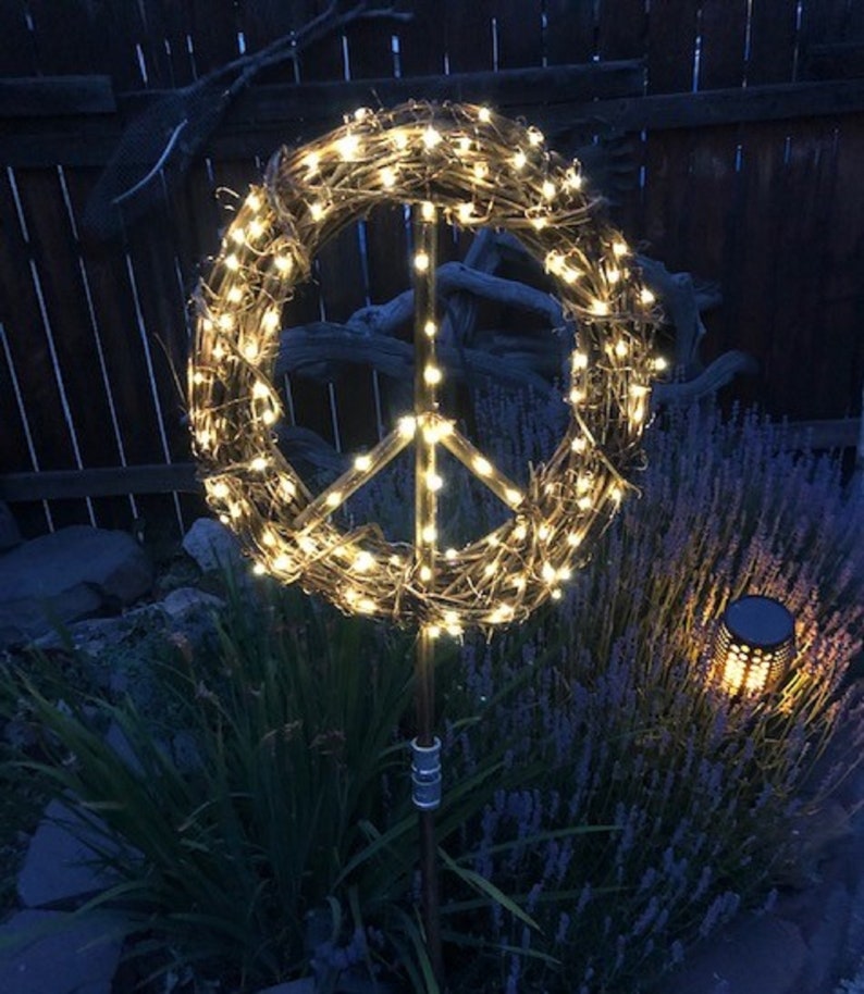 Peace Sign Garden Stake Lighted Peace Sign Garden Stake - Etsy