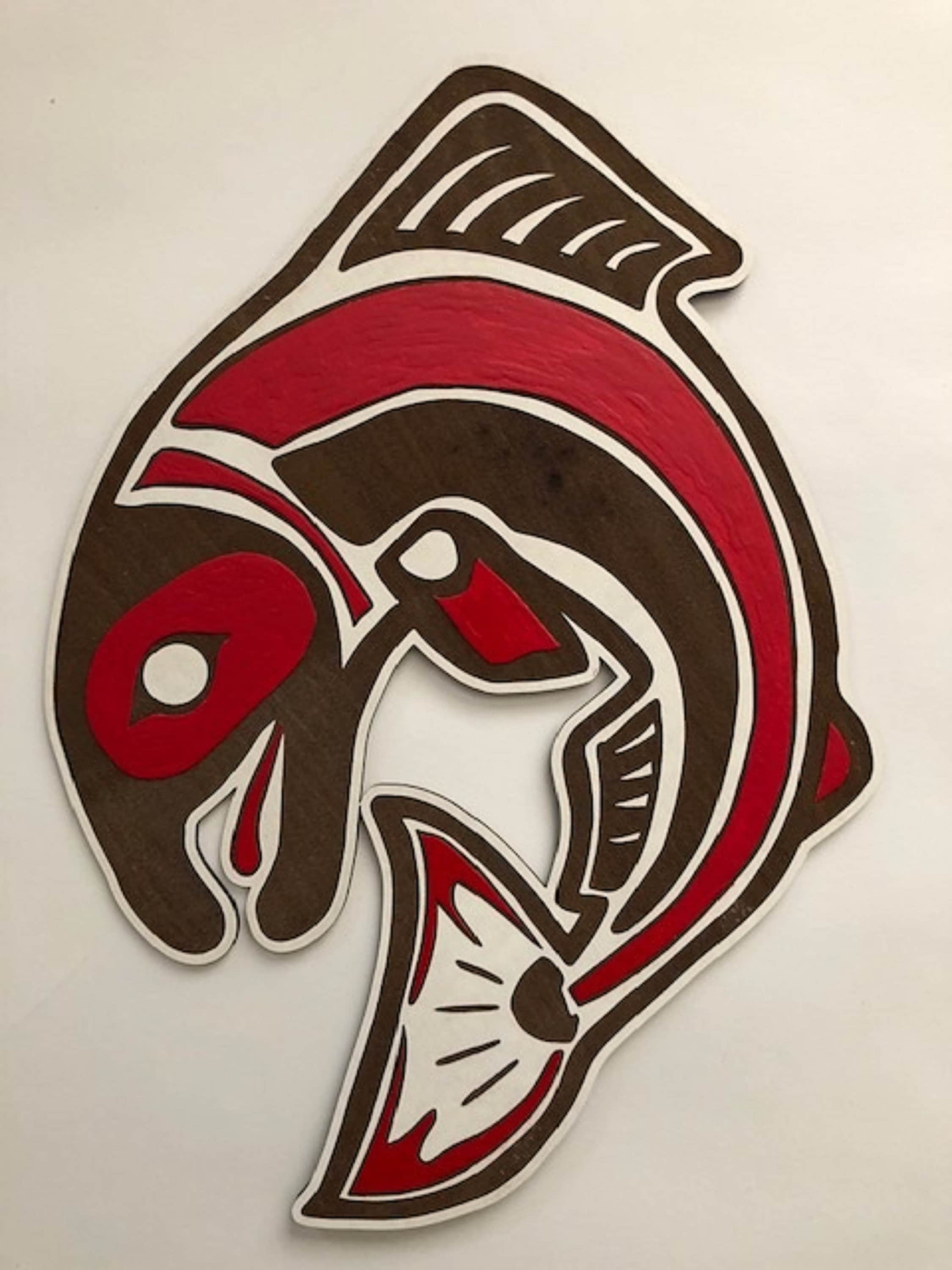 Salmon Wall Art Salmon Art Fish Art Tribal Fish Art Custom - Etsy