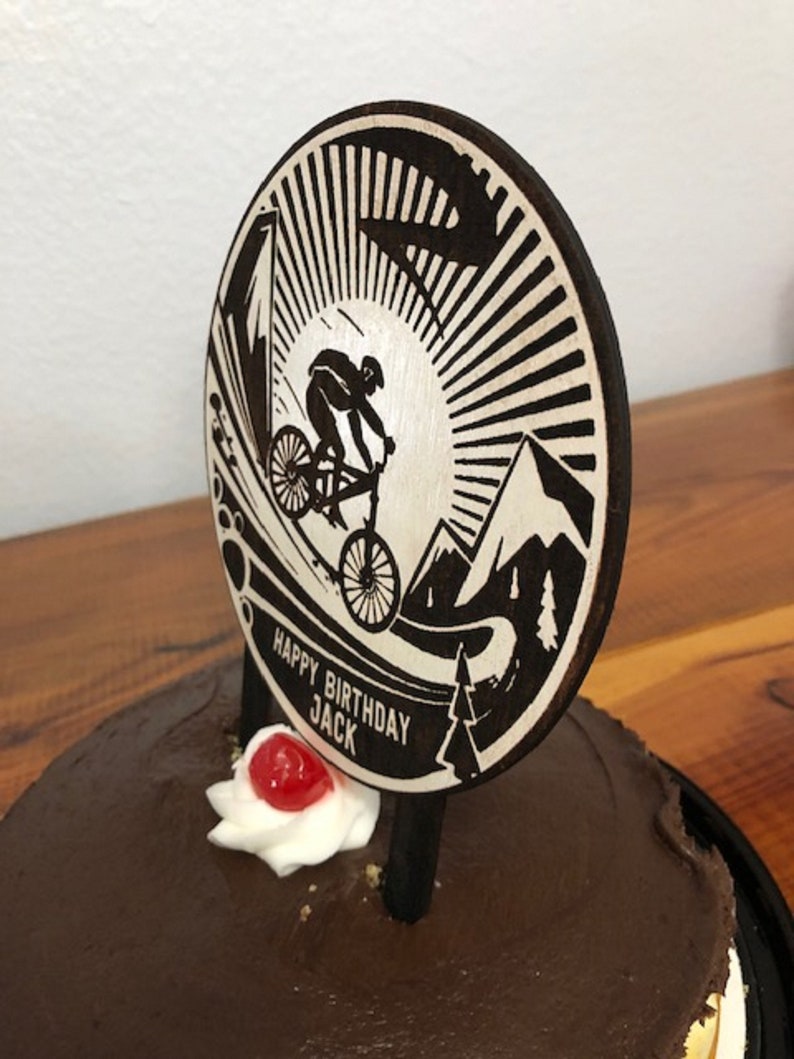 Customizable Biker Cake Topper, Personalized Mountain Bike Cake Topper ...
