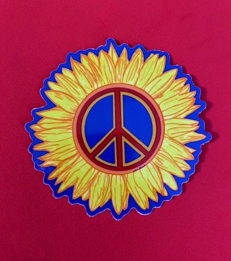 Peace Sign Sticker Sunflower Sticker Peace Sign Sunflower | Etsy