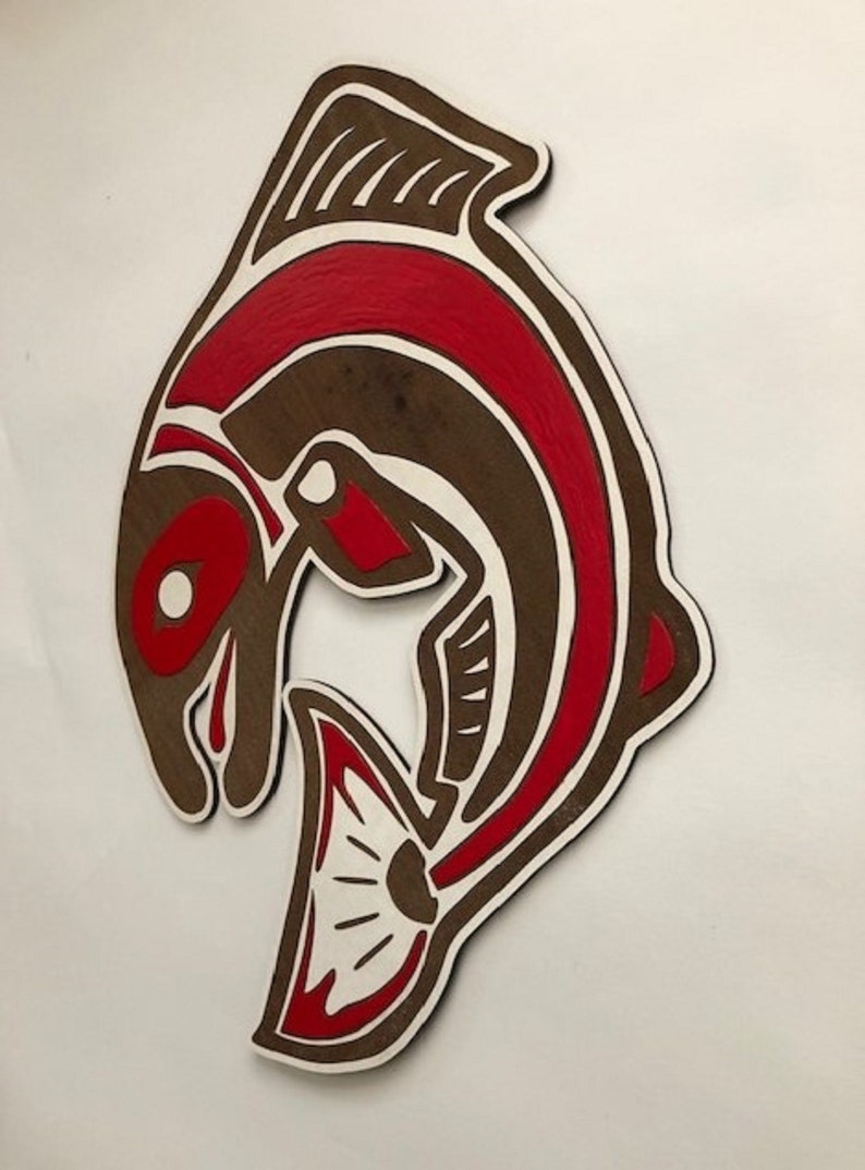 Salmon Wall Art Salmon Art Fish Art Tribal Fish Art Custom - Etsy